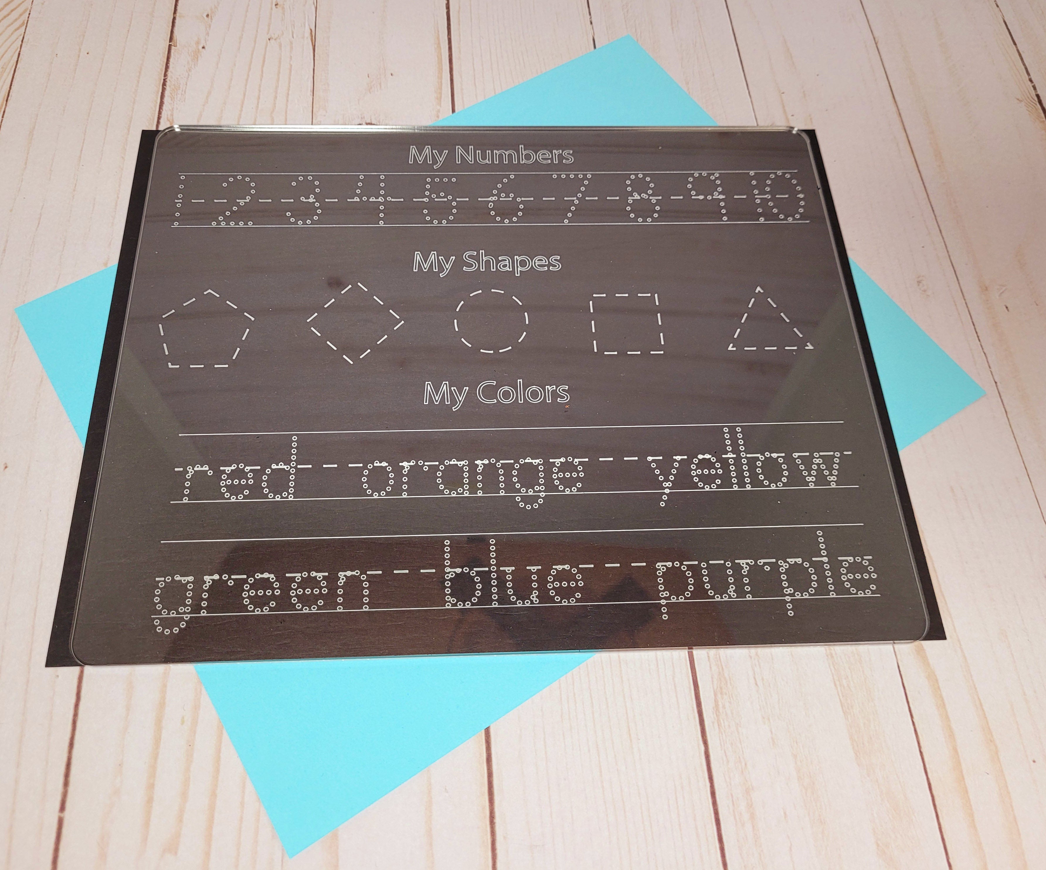 Numbers, Shapes & Colours Tracing Board – Blueberry Dreams Creations Co.